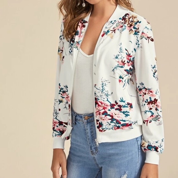 Jackets & Coats | Floral Print Light Weight Bomber Jacket | Poshmark